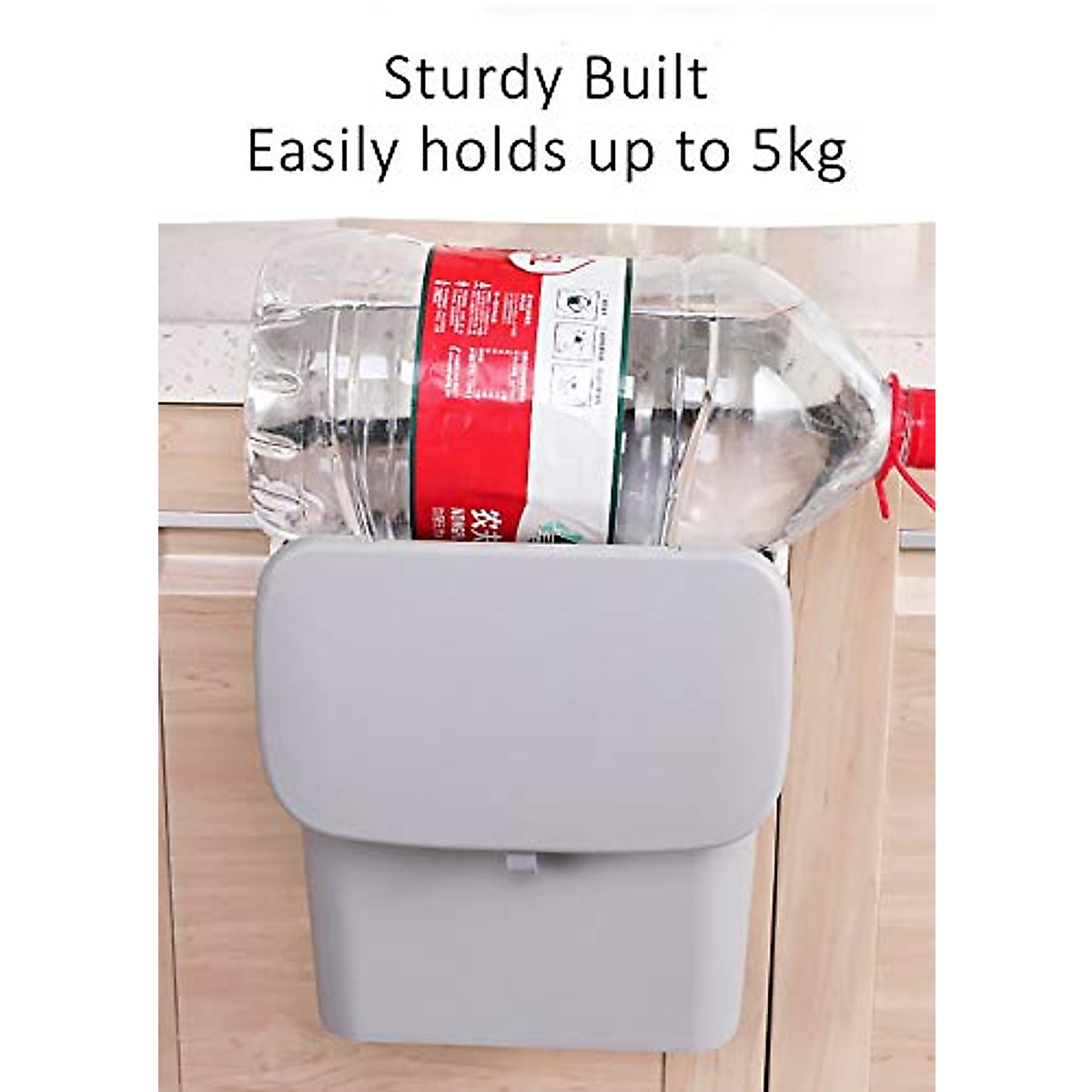 Waste Container Hanging Trash Can, Wall Mount bin with lid, Kitchen Cabinet Door, Bathroom, bar top, Double Action lid