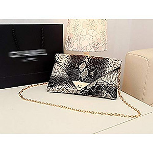Rebecca Women's Envelope Clutch Purse Handbag Snakeskin Print Chain Shoulder Crossbody Bag