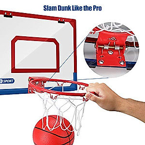 Kavalan Indoor Mini Basketball Dunking Hoop Set with 3 Balls, Durable Adjustable Basketball Hoop Set for Door Yard Office Bedroom Sports Toys for Kids or Teens with Extra Bump Included