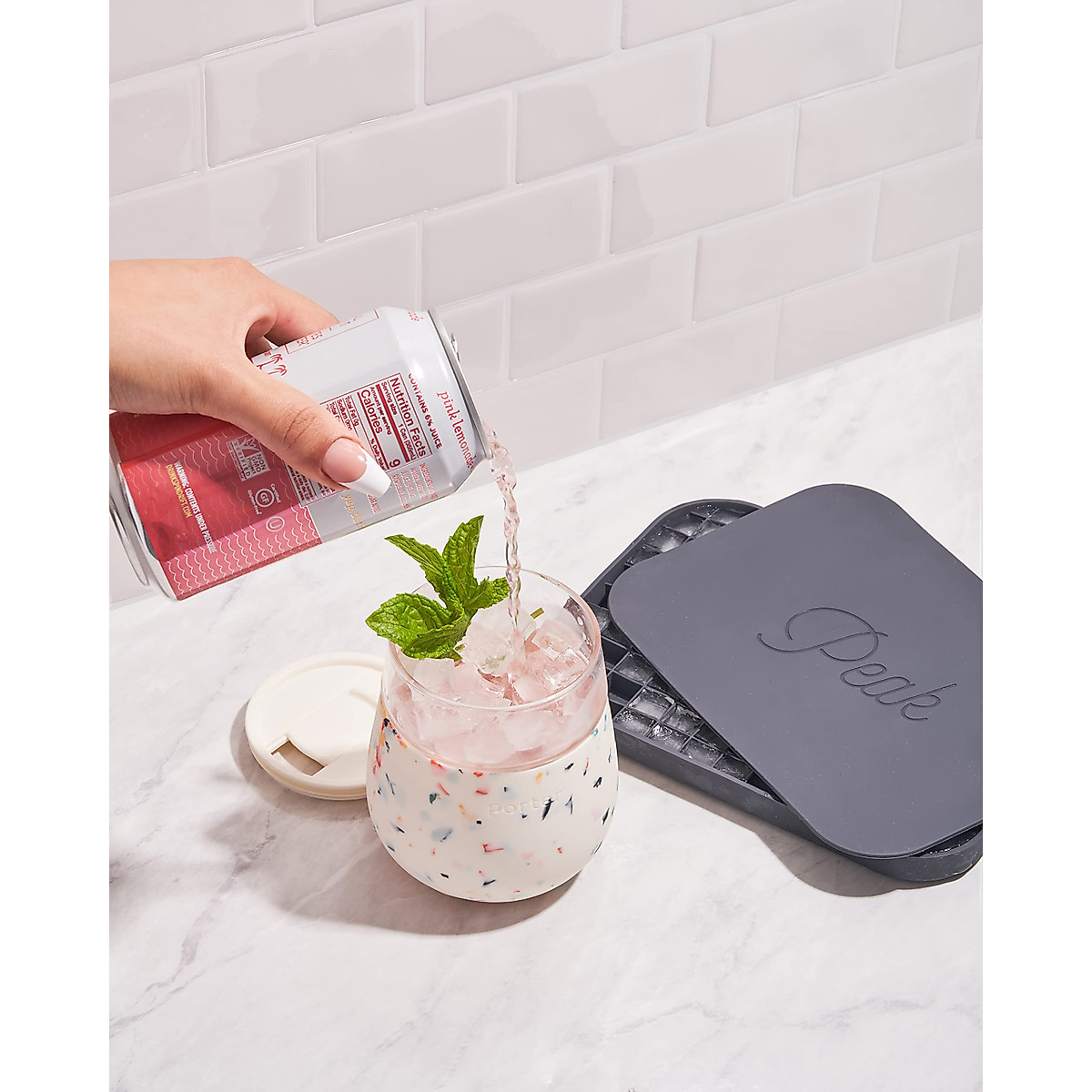 W&P Pebble Ice Tray, Makes 100+ Mini Ice Cubes, Dishwasher Safe, BPA Free, Easy Release Silicone Tray with Protective Lid for Mojitos, Mint Juleps and Iced Tea, 7x5x.5