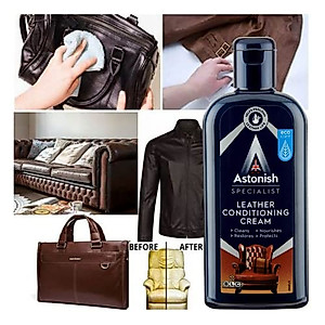 Astonish Specialist Leather Conditioning Cream For Leather Goods, Furniture, Car Seats, Boots & Bags - Conditioner Deep Cleans, Nourishes, Protects & Restores To Prevent Cracking & Drying,250ml Bottle