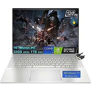 HP Envy 16 Gaming Laptop | 16" WQXGA 120Hz Touch 400nits 100% sRGB | 13th Gen Intel 14-Core i9-13900H | 32GB DDR5 1TB SSD | GeForce RTX 4060 8GB | Backlit Thunderbolt USB-C Win11Pro +32GB MicroSD Card