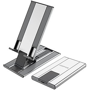 GTIPPOR Cell Phone Stand for Desk - Height Adjustable Holder Stand, Folds Flat Portable for Travel, Office Desk Accessories, Gifts for Women Men