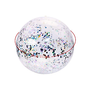 Glitter Beach Balls 2PCS Inflatable Floatable Confetti Swimming Pool Party Ball Clear Sand Sport Ball for Outdoor Summer Beach Pool Water Play Party Favor for Adult Boys Girls (11 Inch, Silver)