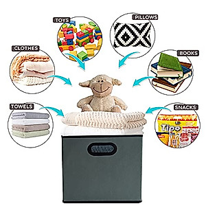 PACHIRA E-Commerce Cube Storage Bins, 12×12 Fabric Storage Boxes Drawers Cubes Container, Thick and Heavy Duty Organizer Baskets with Handles, 6 Pack, Greenish Grey