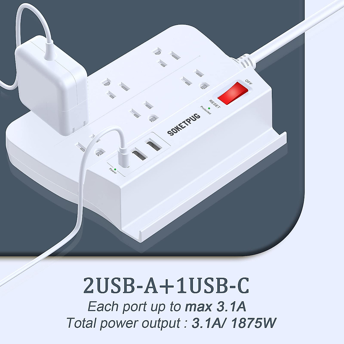 Power Strip Surge Protector, Extension Cord with Multiple Outlets 6ft ...