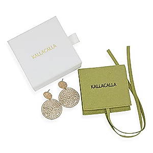 Filigree Geometric Gold Drop Earrings, Dangle, Gift for Her