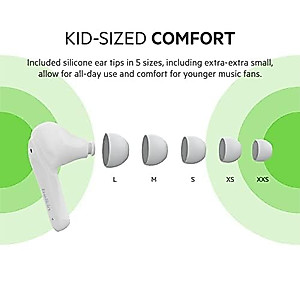 Belkin Soundform Nano - Bluetooth Earbuds for Kids with Built-in Microphone, 24H Battery Life, 85dB Safe Volume Limit - Kids Bluetooth Earbuds for iPhone, iPad, Galaxy & More - White