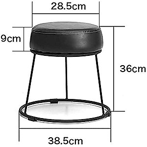 RILOOP Upholstered Footstool Iron Round Foot Stool,Upholstered Ottoman Pu Leather Footrest Changing Shoe Stool for Makeup Dining Room Dressing Chair Shoe Bench Storage Footstool/OliveGreen