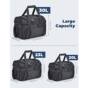 DEERFAMY Super Large Lunch Bag Insulated Cooler Bag Lunch Bag for Women Men, Lightweight Soft Cooler Bag Portable for Work Travel Road-Trip Sport Camping Picnic Black