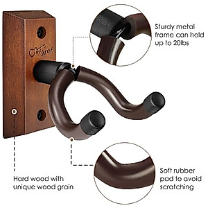 SNIGJAT Guitar Wall Mount 2 Pack, Guitar Wall Hanger, Guitar Hanger Wall Hook Holder Stand with Screws, Hardwood Guitar Wall Mount Hanger for Acoustic Guitar, Electric Guitar, Banjo, Bass, Mandolin