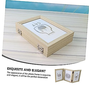 IMIKEYA 1pc Triple Folding Photo Frame Tabletop Picture Frame Wooden Folding Picture Frame wood picture frame wooden frames photo wall collage artistic picture frame office Vertical Gift