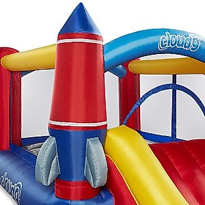 Cloud 9 Inflatable Bounce House and Blower, Rocket Theme Bouncer for Kids with Slide, Includes Stakes and Repair Patches
