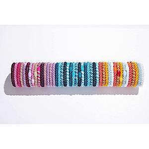L. Erickson Grab & Go Pony - Cotton Candy - 8 Pack Ponytail Holder Hair Ties - Pink and White Mix