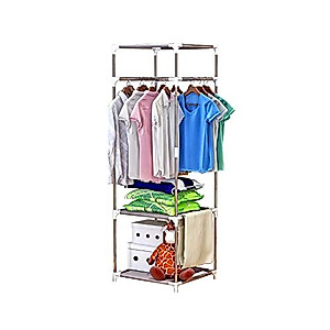 LHLLHL Metal Coat Rack Floor Standing Clothes Stand Garment Rack with Shelf Home Bedroom Clothing Wardrobe Storage Organizer Furniture