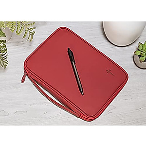 Cross Solid Blank Red Thinline Vinyl Zippered Bible Cover Case With Handle
