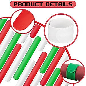 Holiday Red and Green Silicone-Covered Metal Strips - Wrapping Paper Holder and Poster Stabilizer Slap Bands, 24 Pieces