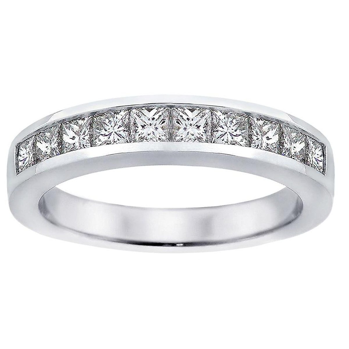 VIP Jewelry Art 1.00 Diamond Rings for Women Ct Tw Channel Set Diamond Ring Princess Cut Diamond Anniversary Wedding Ring In 14k White Gold Promise Rings For Couples Diamond Wedding Band