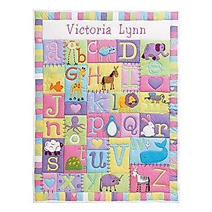 Let's Make Memories Personalized Baby Textured Alphabet Quilt - Pastel Color Design - New Baby