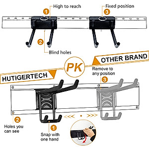 Hutigertech Ski Wall Rack, 5 Pairs of Snowboard Wall Storage Rack, Home and Garage Skiing Storage Rack Wall Mount, Adjustable Rubber-Coated Hooks Hold up to 500lbs
