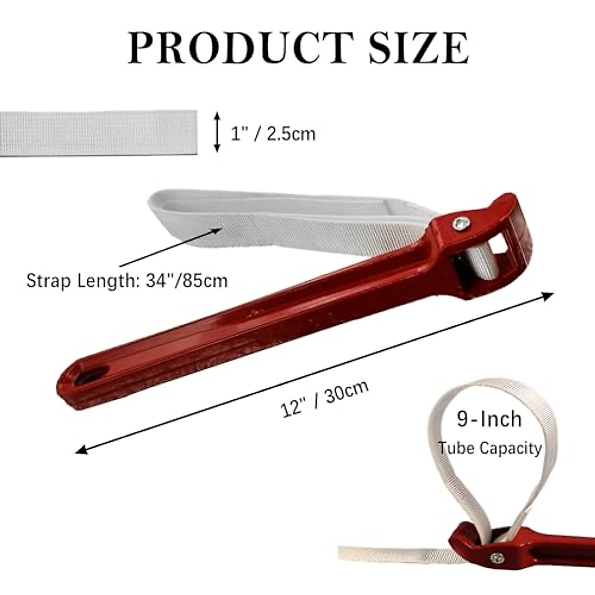 Pipe Strap Wrench,12-inch Capacity Adjustable Strap Wrench
