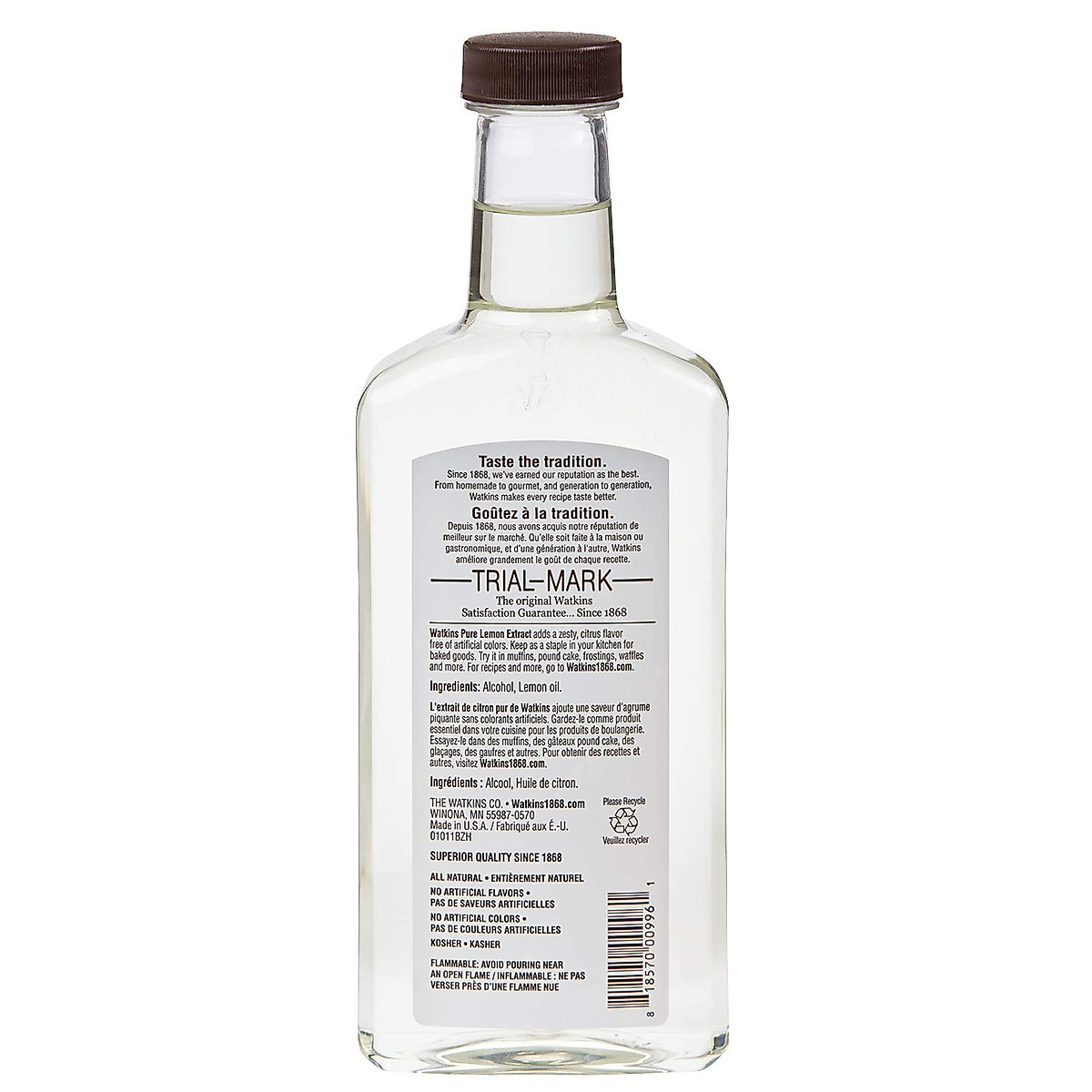 Watkins Pure Lemon Extract, 11 oz. Bottle, 1 Count (Packaging May Vary)