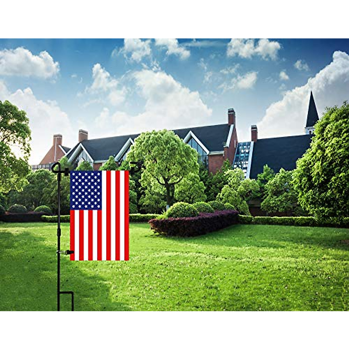 Garden Flag Stand Premium Garden Flag Pole Holder for All Seasons Yard Flags Metal Powder-Coated Weather-Proof Paint with 2 Stoppers and 1 Anti-Wind Clips