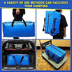 Nuogo 12 Pieces Heavy Duty Moving Bags Extra Large Storage Bags with Strong Handles Zippers Blue Moving Storage Bags Totes for Space Saving Moving Camping College Dorm Christmas Decorations Storage