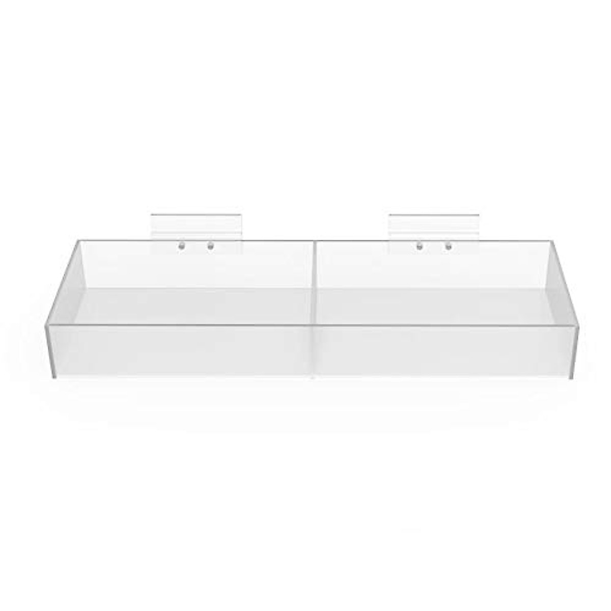 FixtureDisplays® Clear Acrylic Bin Transparent Plexiglass Organizer Tray Slatwall Basket 16.5W X 5.5D X 2.5"H Double Slot Plexiglass Holder Removalbe Hook 11709-15CNEW