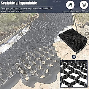 RAN Garden Retaining Wall Grid Stabilizer Ground Grid Geocell Paver for Stabilizing Subgrades, Geogrid Flexible Foldable Geoweb Grid with Drain Holes 16/19.7/23/26/29.5/32.8 ft L