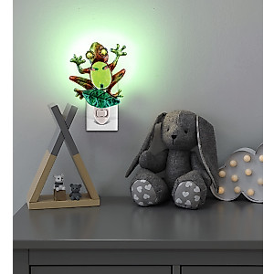 Puzzled Frog Night Light - 5.5 Inch Plug in Energy Efficient Decorative Socket Lamp, Manual On & Off Portable Lights for Stairway, Bedroom, Bathroom, Nursery, Home Accessory & Kitchen Decor