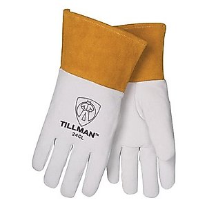 Tillman Medium Pearl Top Grain Kidskin Unlined Premium Grade TIG Welders Gloves With Straight Thumb, 4" Cuff And Kevlar Lock Stitching