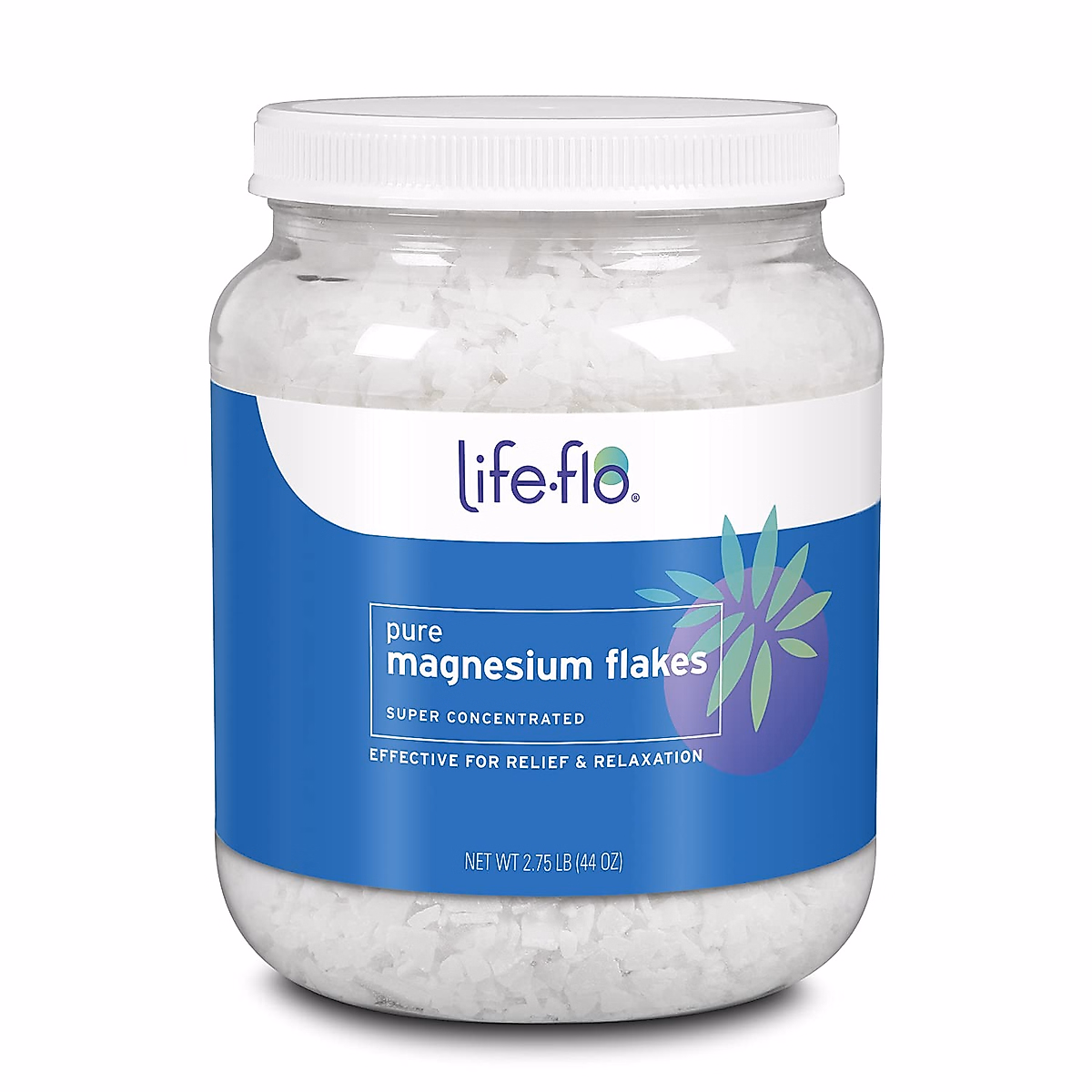 Life-flo Pure Magnesium Bath Flakes - Epsom Salt Bath Soak Alternative - Unscented Magnesium Flakes from The Zechstein Seabed - Relaxing Foot Bath with Ancient Trace Minerals - 60-Day Guarantee, 44oz