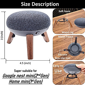 Real Wood Holder Compatible for Google Home Mini,nest Mini(2nd gen),Small Secure Tripod Accessories for Speaker Better Sound,Sturdy Durable Stable Wooden Stand for Home Mini Smart Speaker(Walnut)