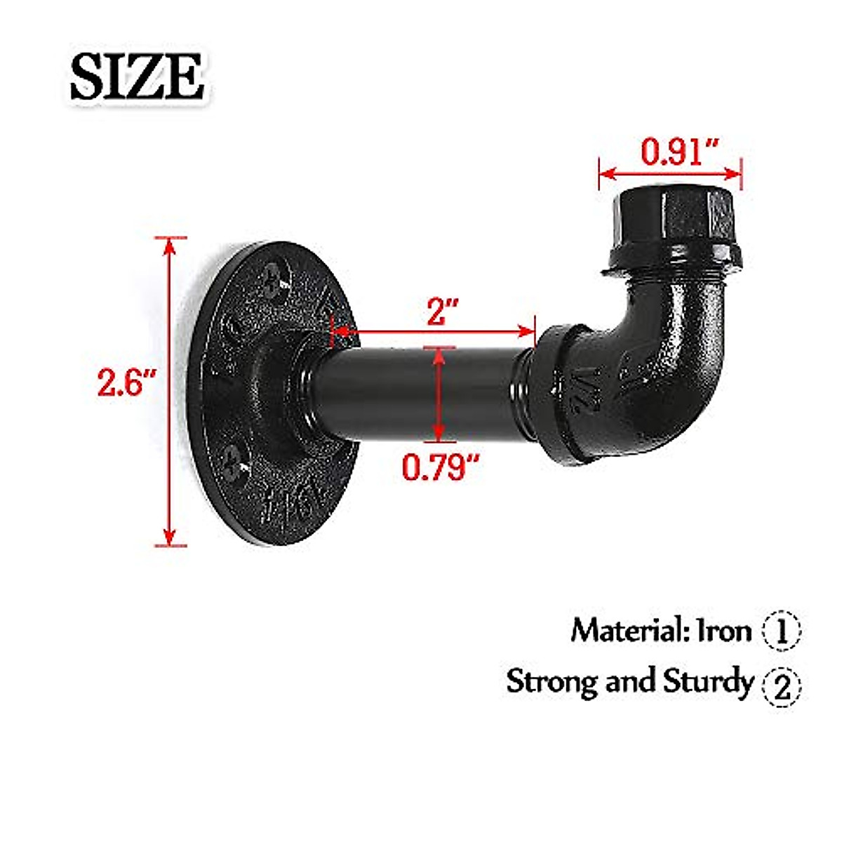 LIANTRAL Towel Hook, 3-Pack Wall Mounted Coat Hooks Industrial Wall Robe Hanger Hooks for Bathroom Kitchen Bedroom, Iron Finished, Black