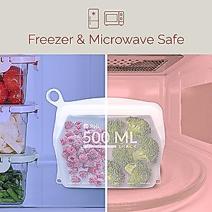 Reli. Reusable Silicone Bag (1 Pack) | Snack (500 ml), Clear | Silicone Bag for Food Storage | Small Reusable Food Storage Bag for Food, Meal Prep, Storage | Leak-Proof, Dishwasher/Freezer Safe