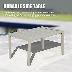 Domi Patio Chaise Lounge Set of 3, Aluminum Pool Lounge Chairs with Side Table and Wheels, Textilene Padded Adjustable Recliner All Weather for Patio Deck Poolside Beach Yard, Lawn, Khaki