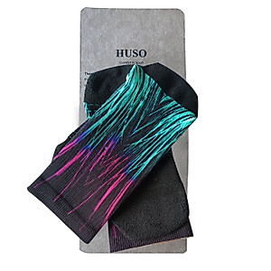 HUSO Hiking Socsk for Men, Women Tie Dye Cushioned Quarter Socks Quick Dry Outdoor Hiking Cycling Athletic Art Socks 6 Pairs (Red, Green, Blue, Rainbow, Stripe)
