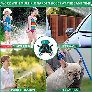 Hose Splitter 2 Way 3/4 Inch Faucet Y Connector With Shut Off Valve,Garden Hose Splitter With 4 Leakproof Washers 1 Tape As Gift,Garden Supplies Hose Splitter Adapter For Indoor Or Outdoor Faucets