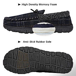 Bigwow Mens Slippers Moccasins House Shoes with Fashion Style Indoor Outdoor Mens Slippers Memory Foam Black Size 13