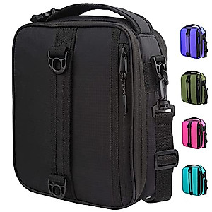 GOWRAPS Insulated Lunch Bag For Kids Women Men-Black Lunchbox For Adults With Strap Small Insulated Lunch Box For Work School Rectangle lunch Boxes Expandable-Black