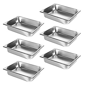 WantJoin 1/2 Half Size Steam Table Pans, 6-Pack 2.5 Inch Deep Restaurant Steam Table Pans Commercial, Hotel Pan Made of 201 Gauge Stainless Steel