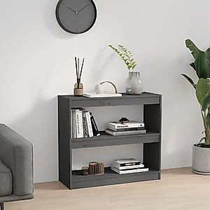 vidaXL Book Cabinet/Room Divider Gray 31.5"x11.8"x28.1" Solid Wood Pine