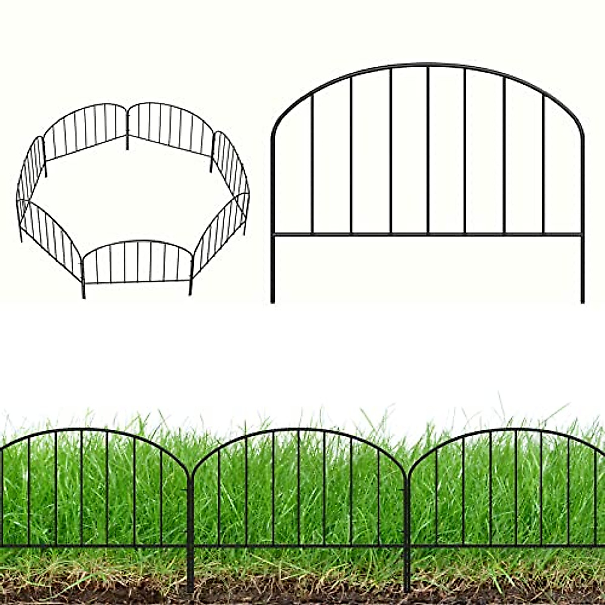 7 Panels Landscape Fencing for Lawn Front Yard, Small Garden Fence Animal Barrier 12.4"(H) x 9.5ft(L), Tree Fence Flower Bed Fence Metal Fence Border, Decorative Garden Fence Border