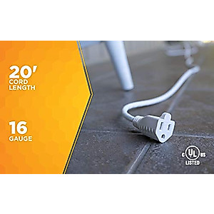 Woods Light Duty Extension Cord, 20Ft, 16 Gauge, 3 Conductor, Landscape and Patio Cord, SJTW, White, 23528801