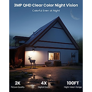 ieGeek Security Cameras Wireless Outdoor - 2 Pack 2K WiFi Solar Camera System with 360°PTZ for Home Outside Surveillance, Battery Powered Cam Works with Alexa, 3MP Color Night Vision, 2-Way Audio, AI