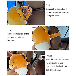 Car Headrest Pillow，Neck Pain Relief with Adjustable Strap，Comfortable Soft Car Seat Pillow for Driving,Head Rest Cushion,Cute Neck Pillow for Travelling and Home 2 Pieces