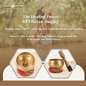 Karma Crafter Tibetan Singing Bowl Set - 4” inch Lingam Sound Bowl Meditation Set - Meditation Bowl with Cushion and Mallet - Cuencos Tibetanos for Sound Bath and Healing