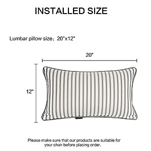 SUPMAISON Pack of 2 Decorative Indoor Outdoor Outdoor Pillow 20" x 12", (Polyester, Crestwood Stripe Gray)