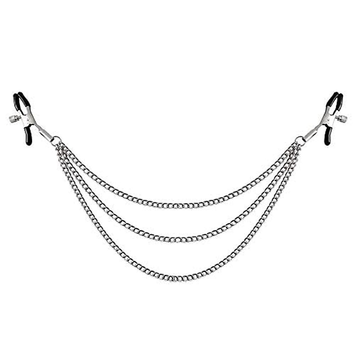 Adjustable Nipple Clamps with Chain - BDSM Restraint Kits Nipple Stimulator Adult Sex Toys for Women Solo or Couples Play - Sensual Fetish Nipple Clips and Breast Teasers (A)